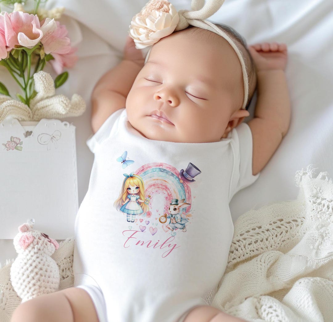 Personalised Alice in Wonderland Baby Romper Set: Bib & Blanket - Etsy