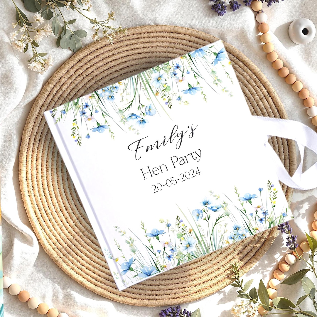 Personalised Hen Party Hard Cover Book, Wedding Floral Wreath Photo ...