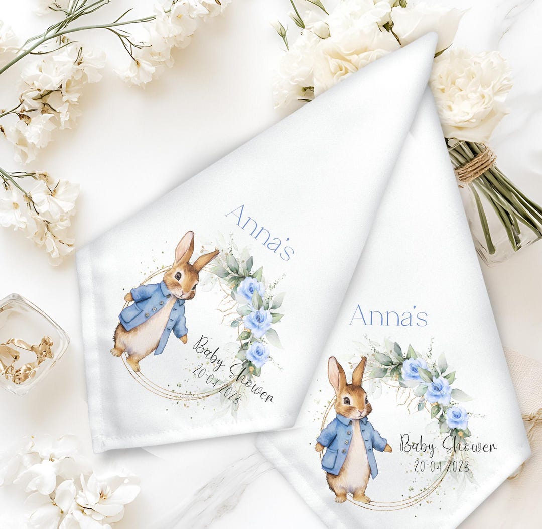 Customised Baby Shower Napkins for Any Occasions, Bunny Theme Fabric ...