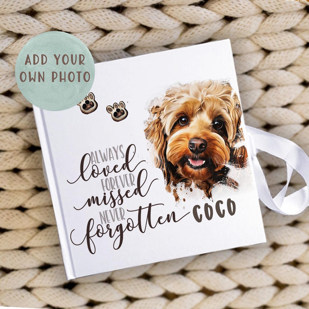 Dog Portrait Memorial Custom Made Guest Book: Photo Design Hardcover ...