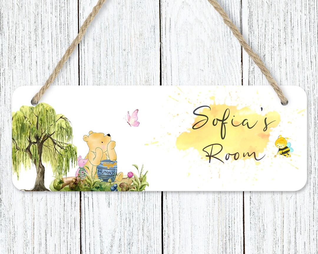 Pooh Bear Door Sign Personalised Door Plaque Kids Door - Etsy