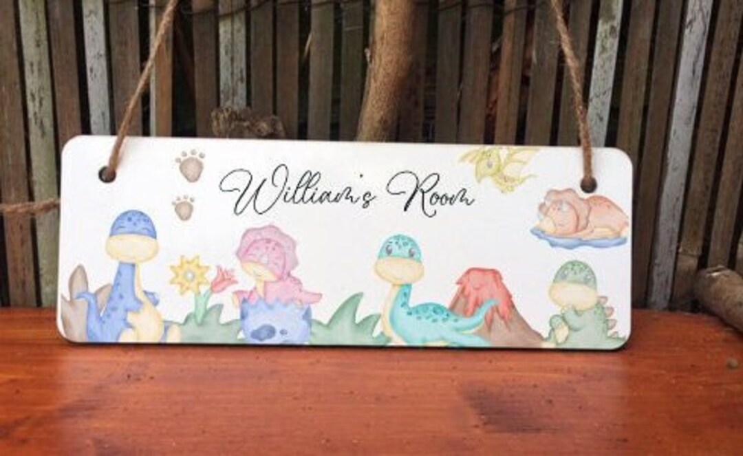 Dinosaur Door Sign for Kids, Personalised Door Sign, Door Plaque ...