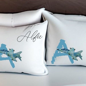 Personalised Fighter Jet Print White Duvet Cover Set, Airplane Print ...
