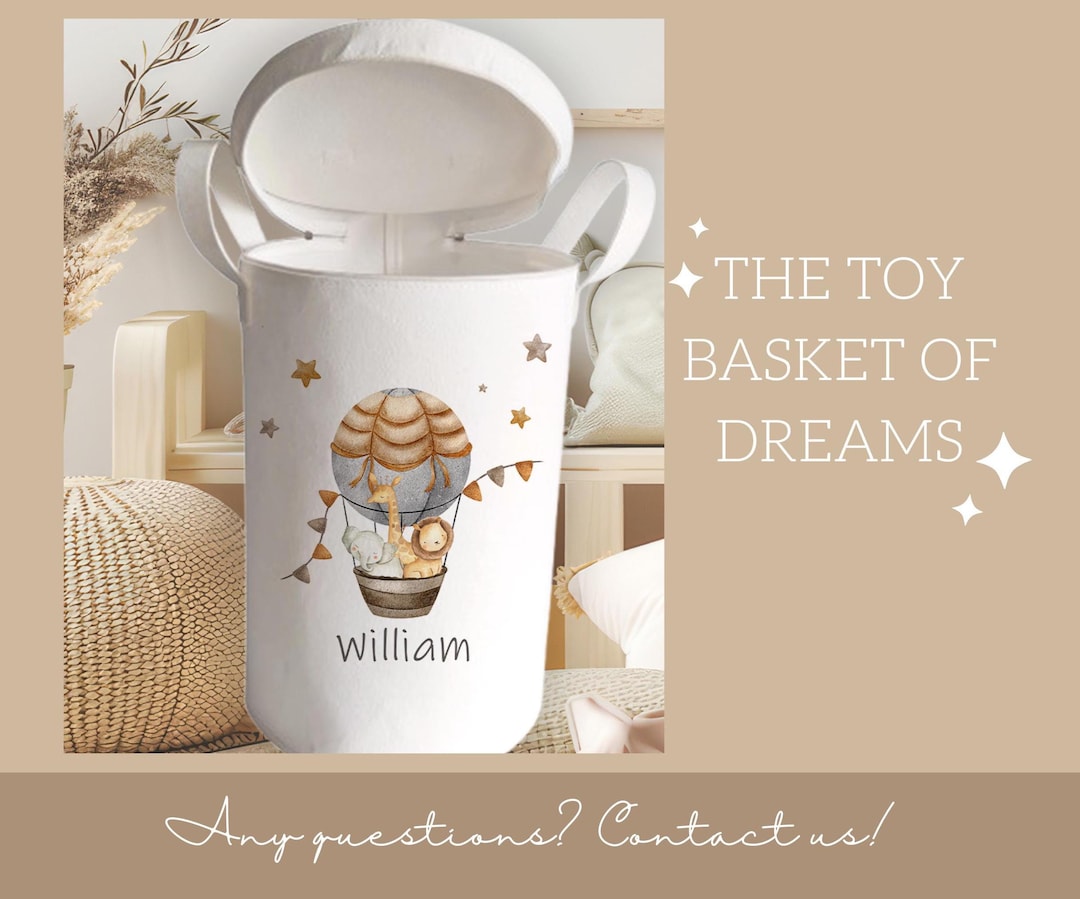 Personalized SAFARI Extra Large Toy Basket With Top, Kids Storage ...