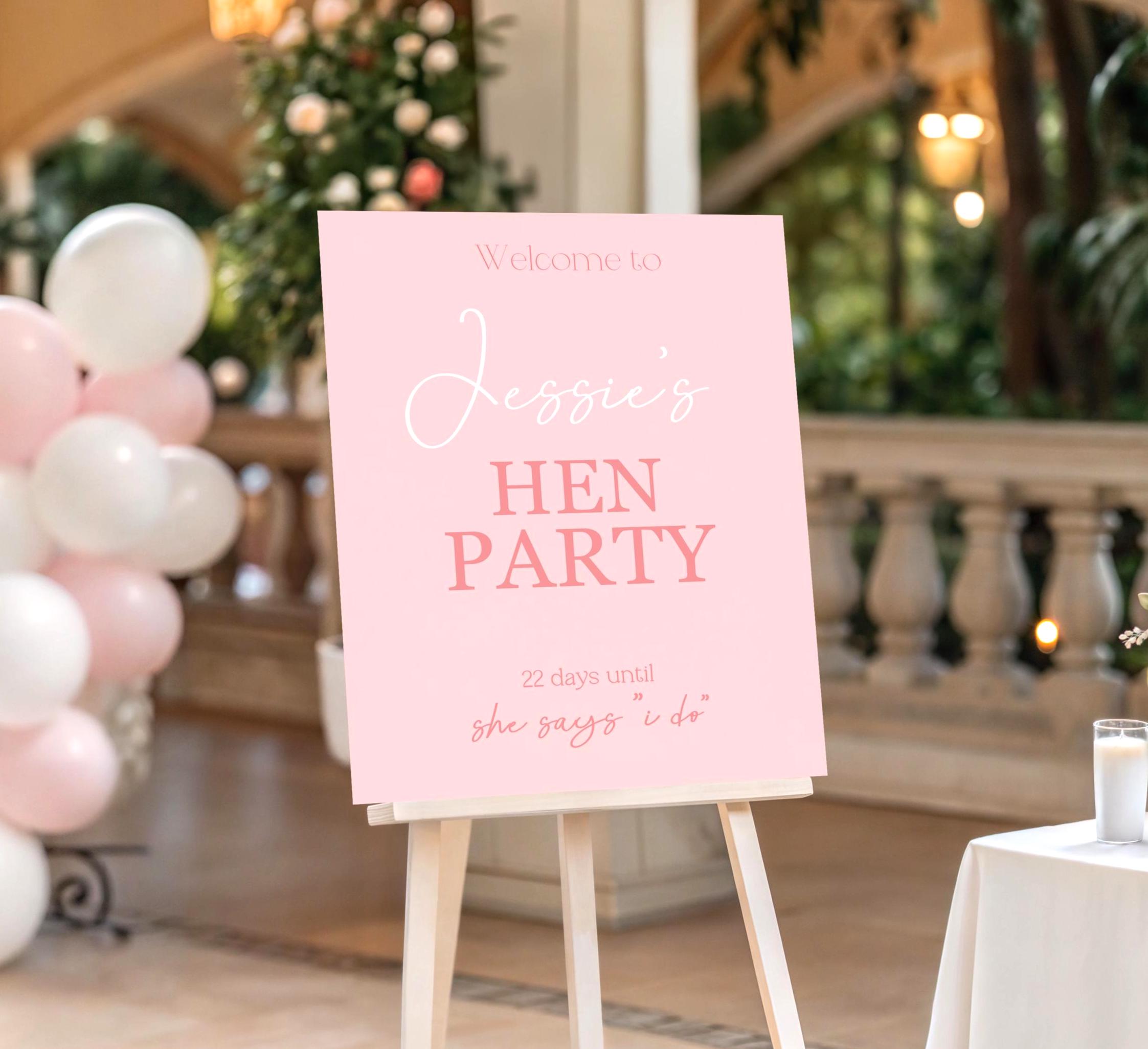 Personalized Hen Party Welcome Sign: Pink A3 Glossy Guestbook Poster - Etsy