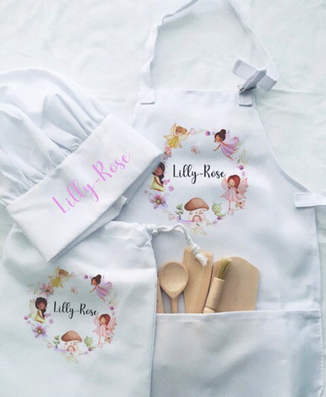 Fairy Baking Apron Chef Hat, Baking Set Tabard, Kids Quality Canvas ...