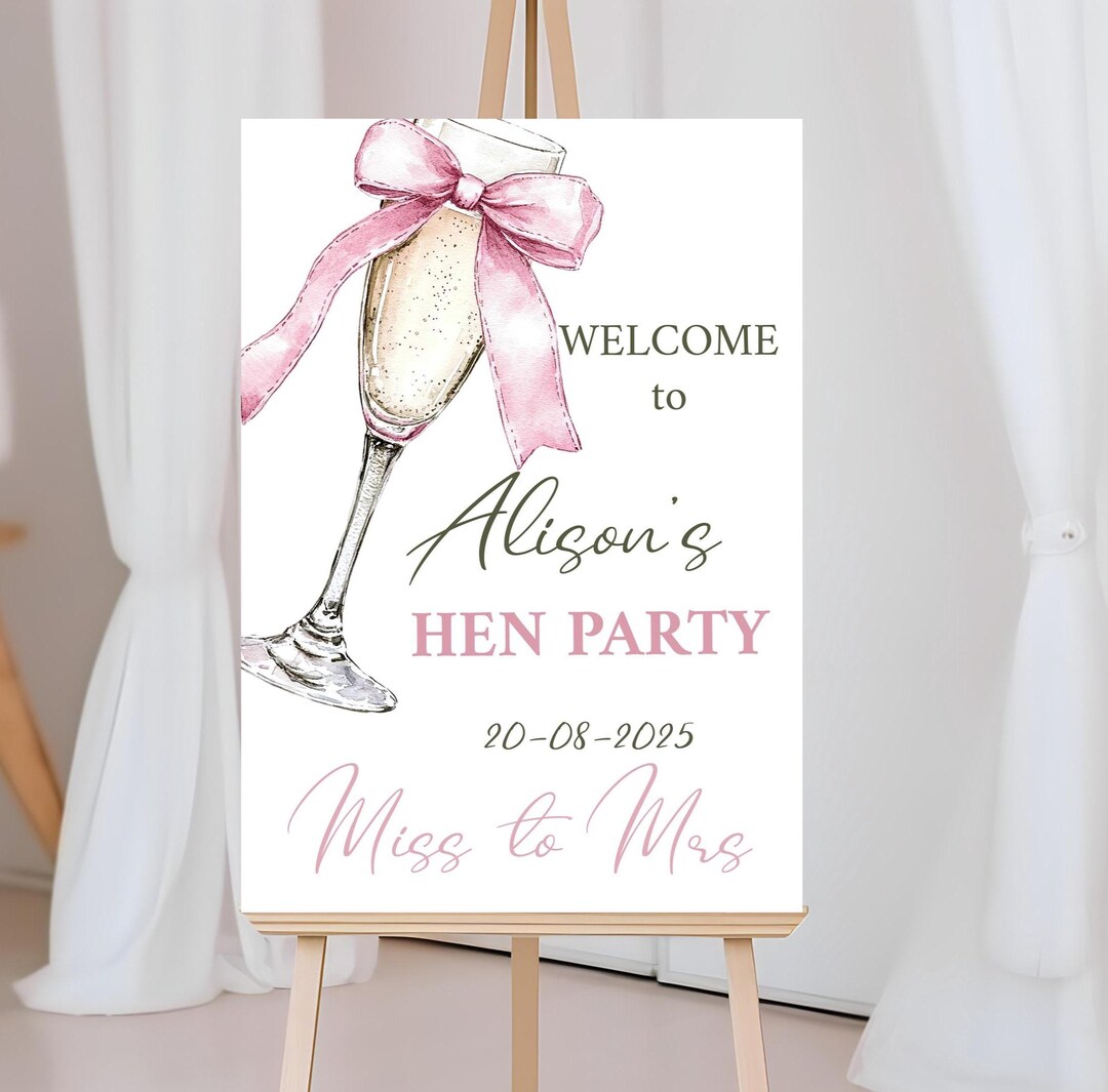Personalized Hen Do Pink Welcome Banner: A3 Guestbook , Wedding Poster ...