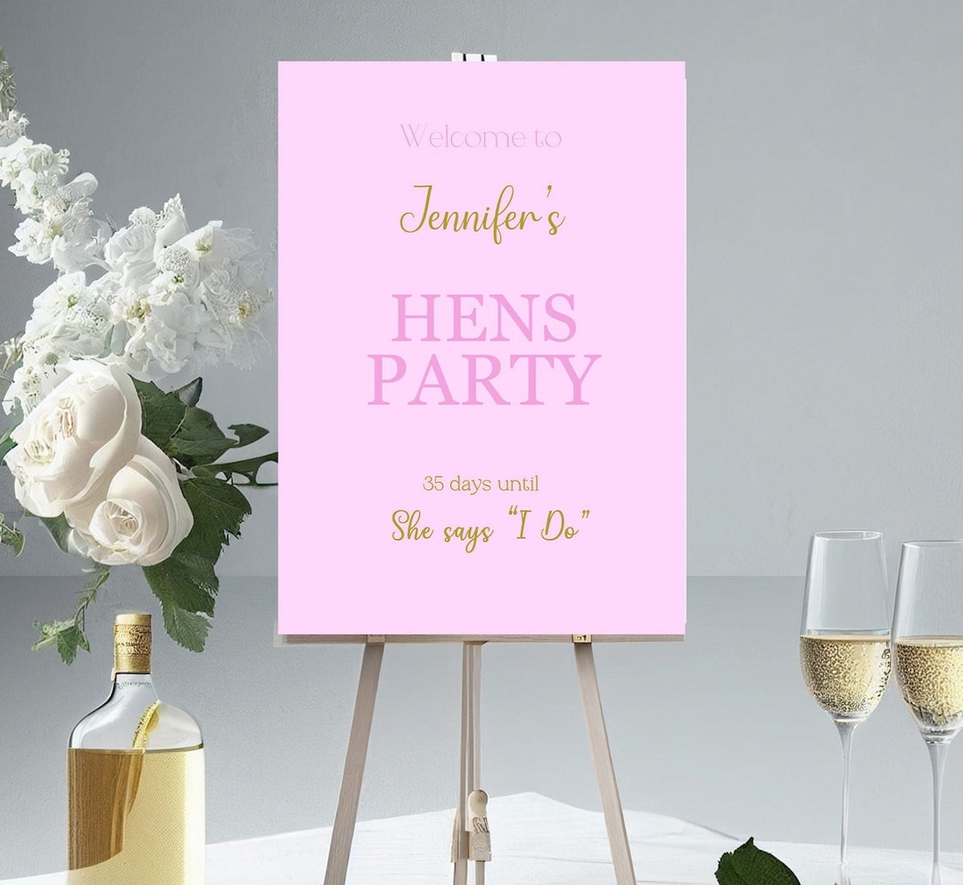 Personalised Hen Do Pink Theme Welcome Sign, A3 Hen Party Banner ...
