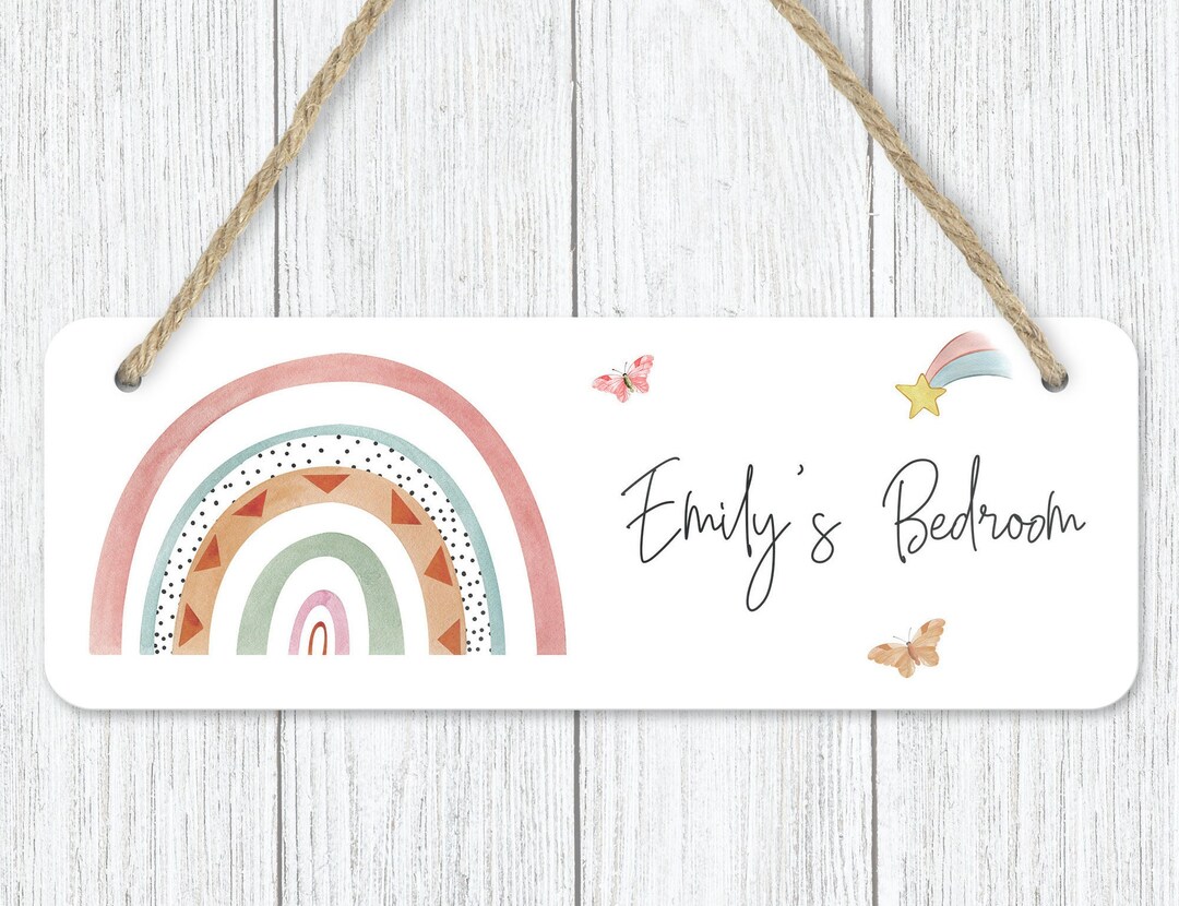 Kids Door Sign Rainbow Print Kids Bedroom Door Sign - Etsy