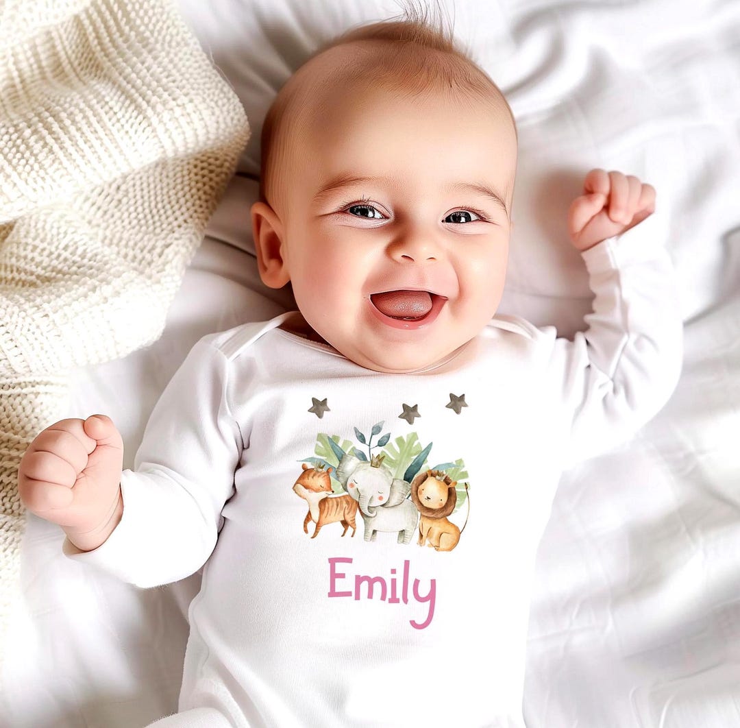 Personalised Safari Design Romper Suit Blanket Hamper Set, Toddler ...