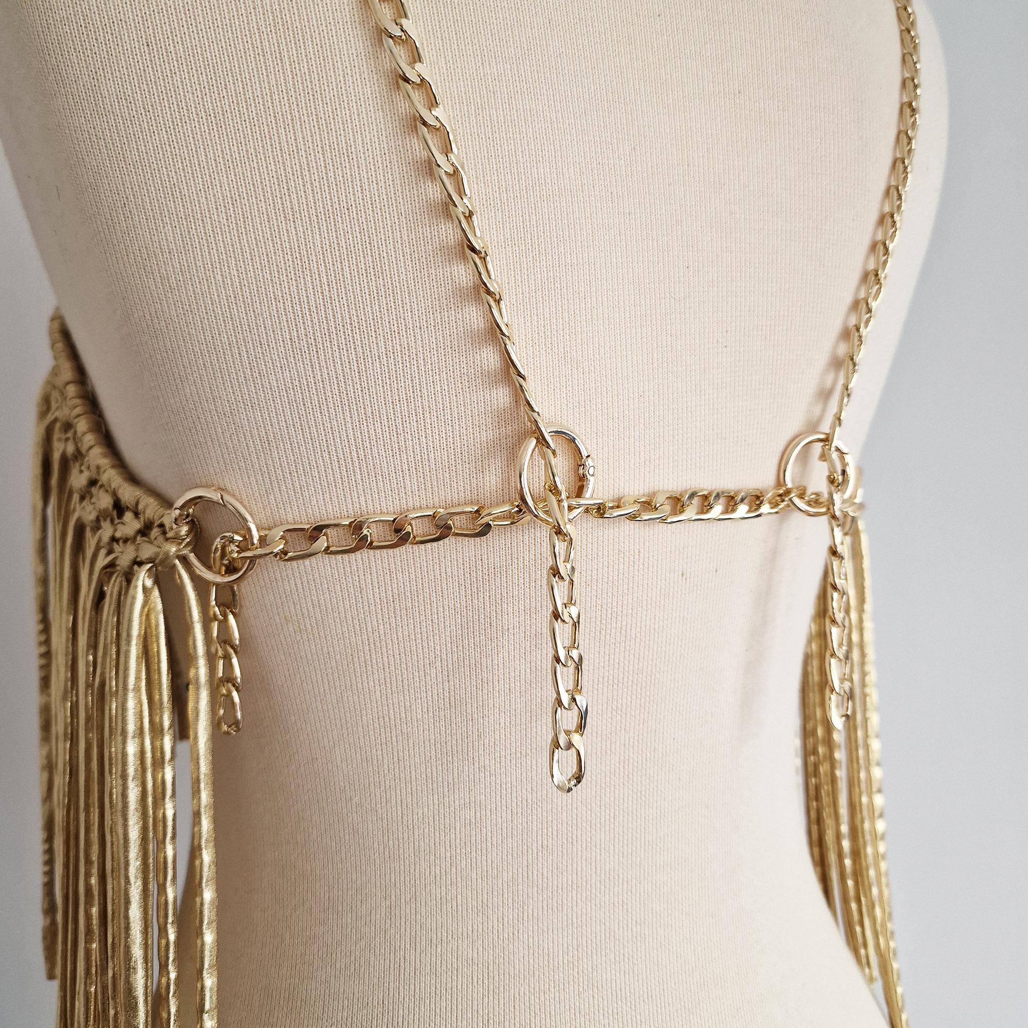 Arina Fringe Macrame Top With Chain Details, Adjustable Festival, Party ...