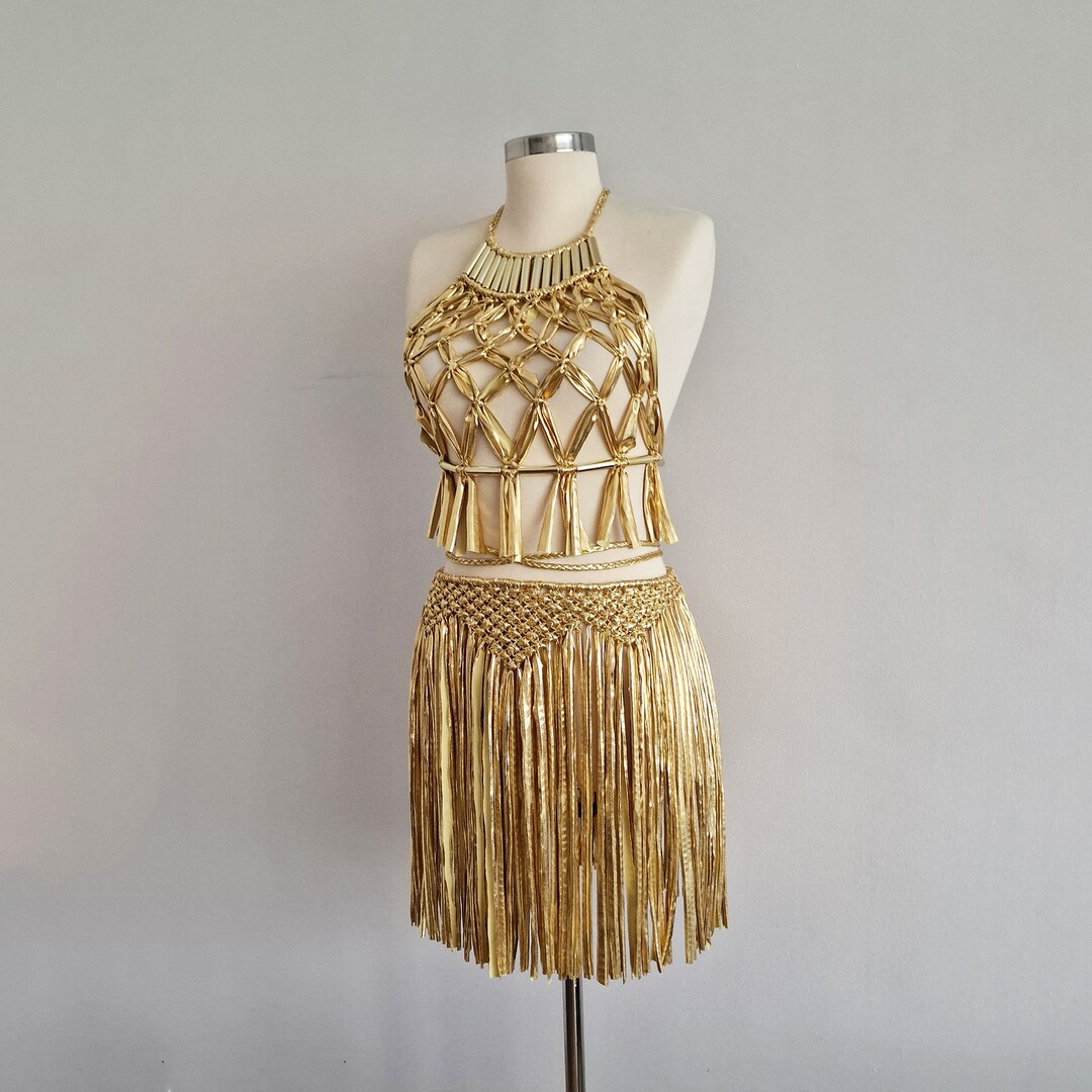 Lilith 2 Piece Macrame Set, Macrame Skirt,macrame Crop Top, Festival ...