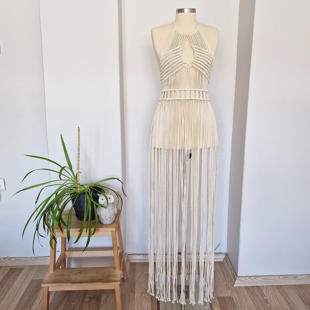 Pistis Handmade Long Macrame Festival Dress, Beach Wear, Festival ...