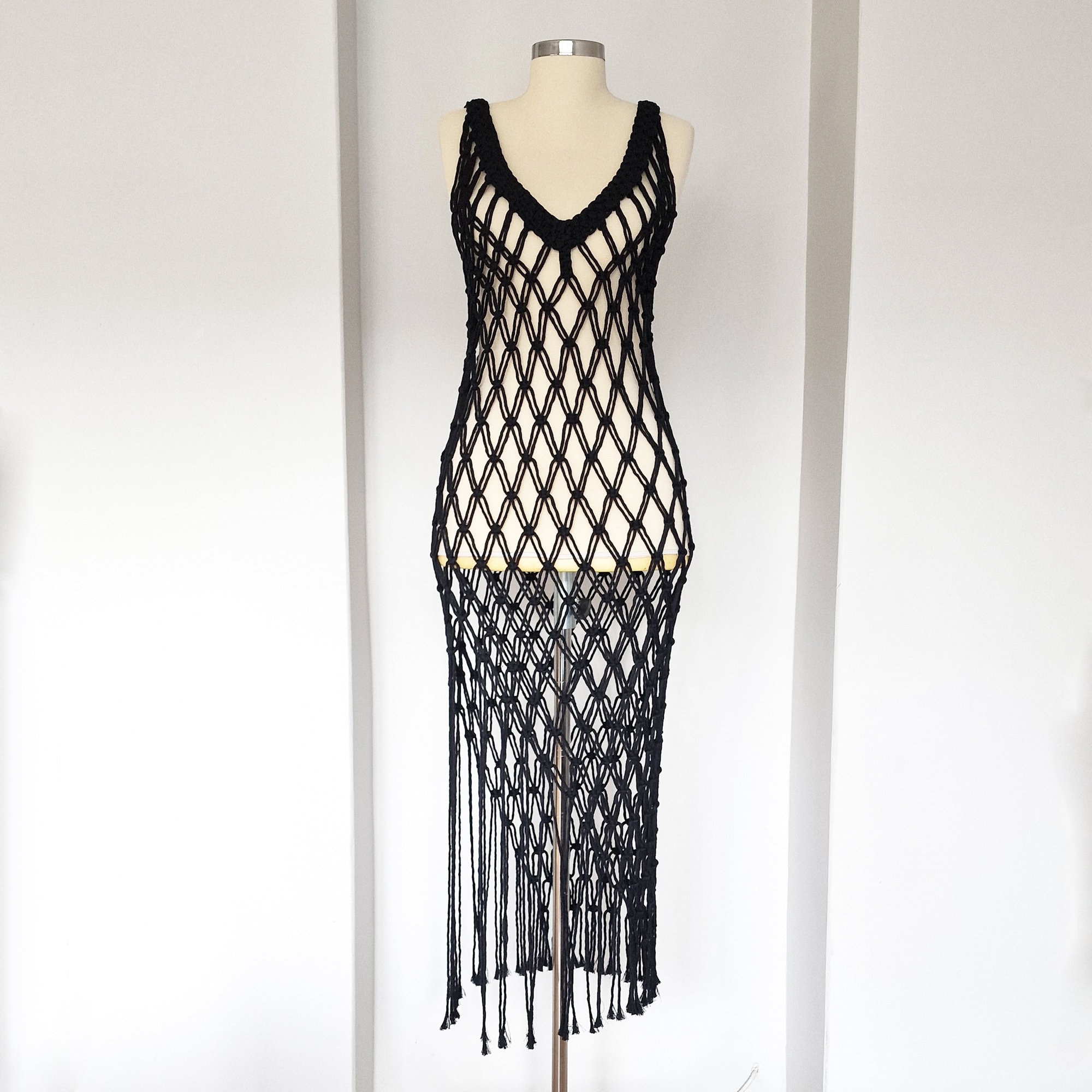 Macrame Dress Knitting Dress Long Macrame Dress Handmade - Etsy