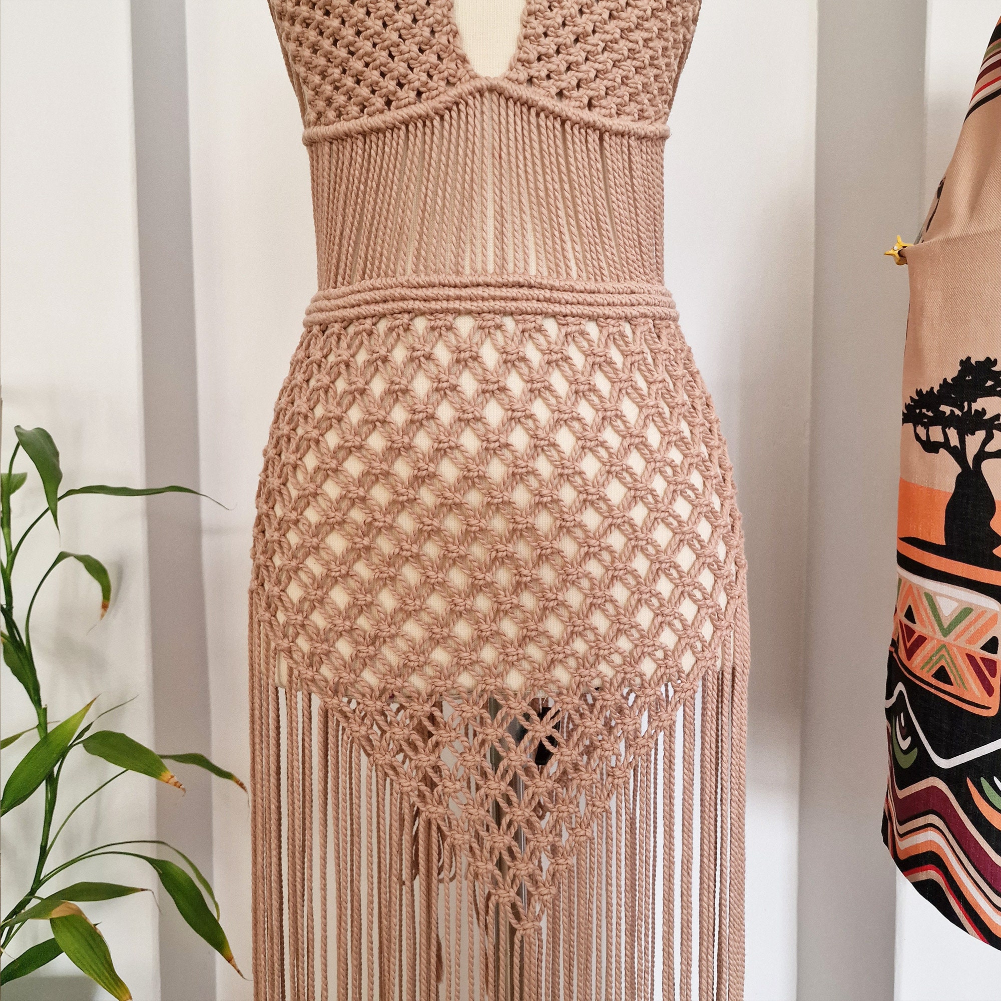 Themis Macrame Dress, Long Macrame Dress, Macrame Clothing, Rave Outfit ...