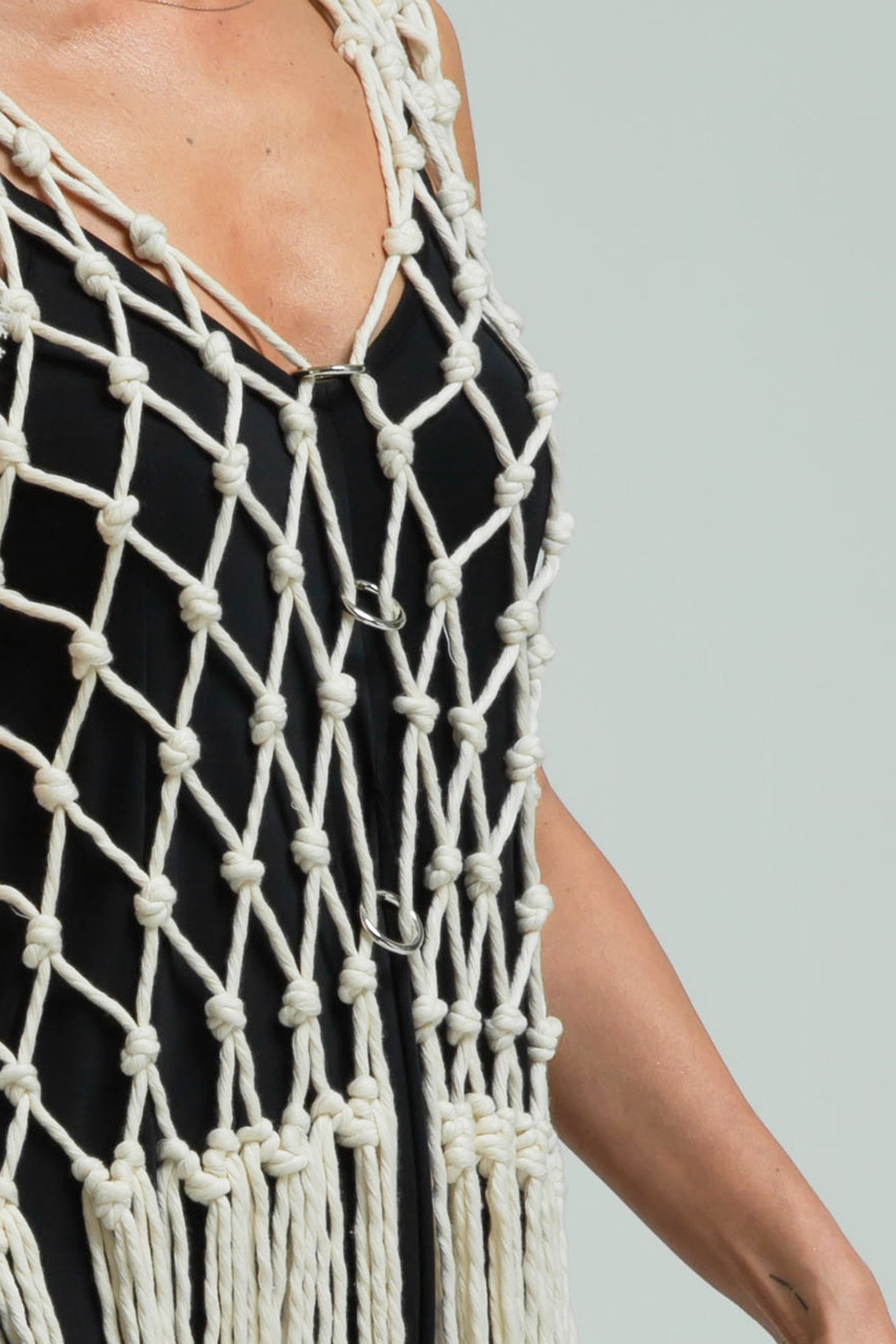 Macrame Long Vest Color Beige Knitting Dress Makramee-kleid - Etsy