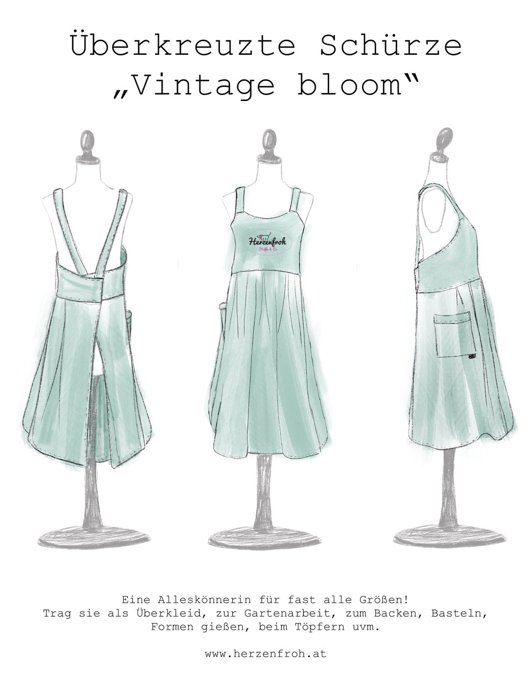 Ebook Nähanleitung Und Schnittmuster Schürze vintage - Etsy