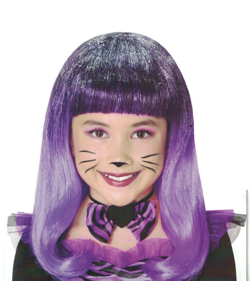 Purple Glitzy Kitty Long Wig Way to Celebrate Ages 8 Child - Etsy