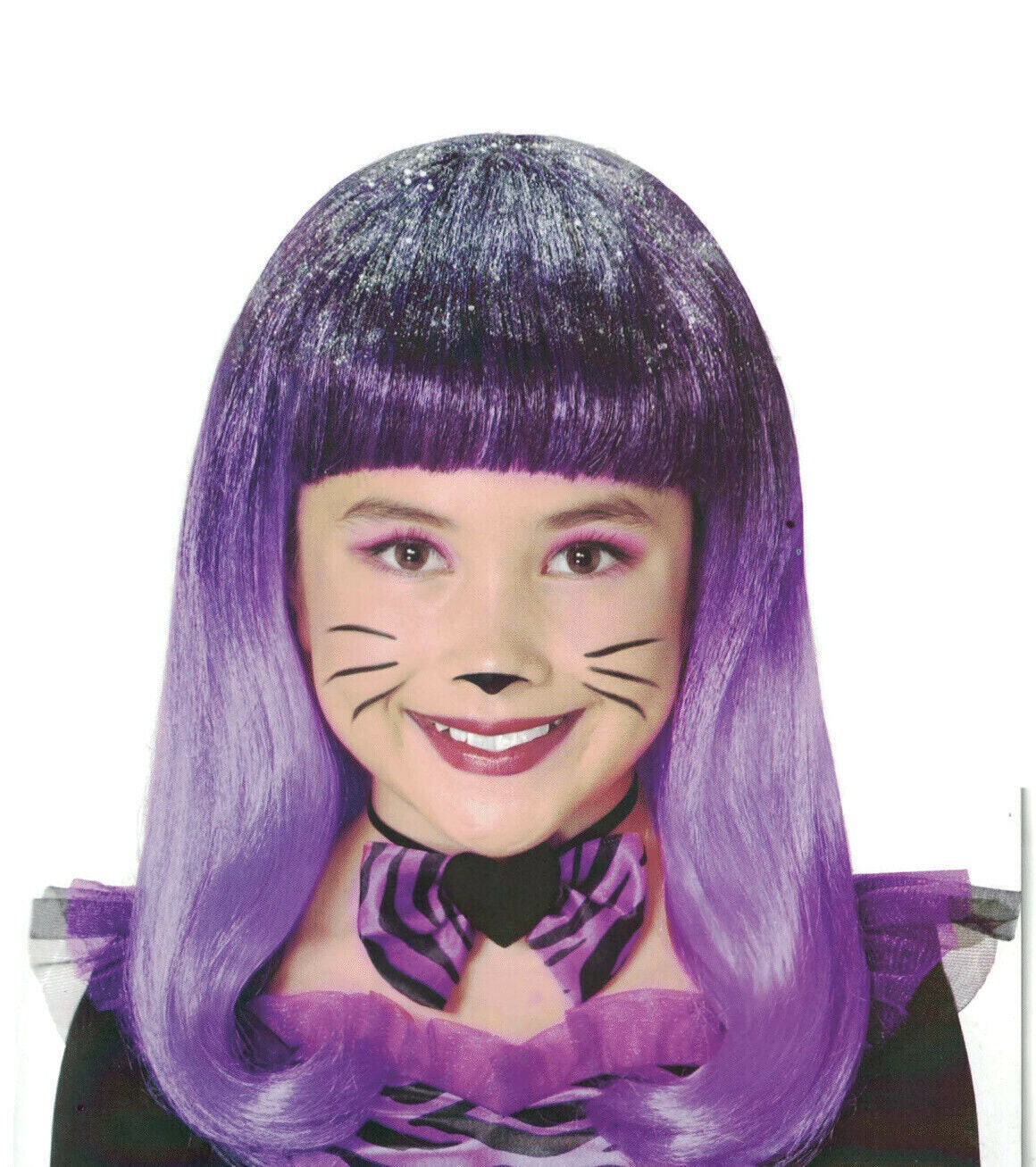 Purple Glitzy Kitty Long Wig Way to Celebrate Ages 8 Child - Etsy