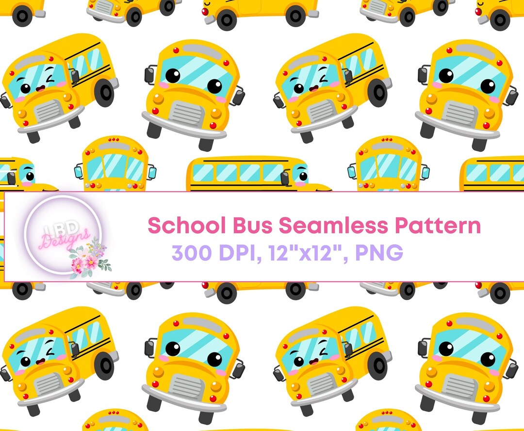 Cute Back to School Bus Digital Pattern, 12x12 Scrapbook, Background ...