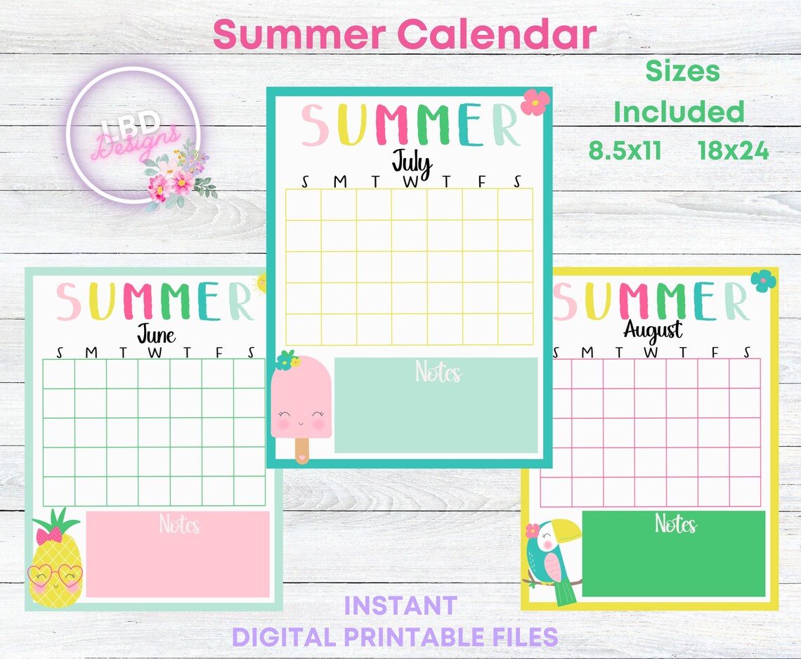 Summer Planning Poster, Kids Summer Calendar, Summer School, Summer ...