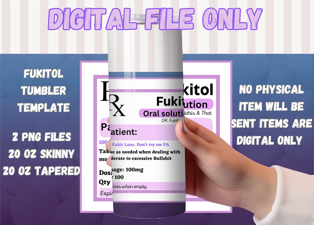 Blue Ombre Fukitol Pill Bottle Tumbler Wrap Template for 20oz Tapered ...