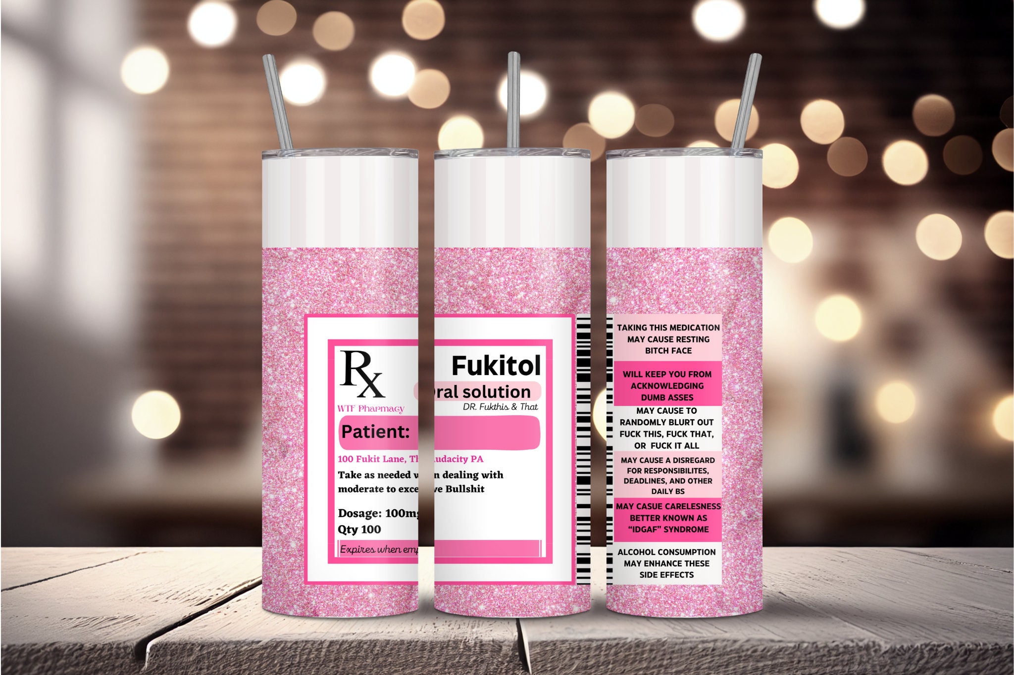 Fukitol Tumbler Wrap Template, With Side Effects for 20oz Tapered and ...