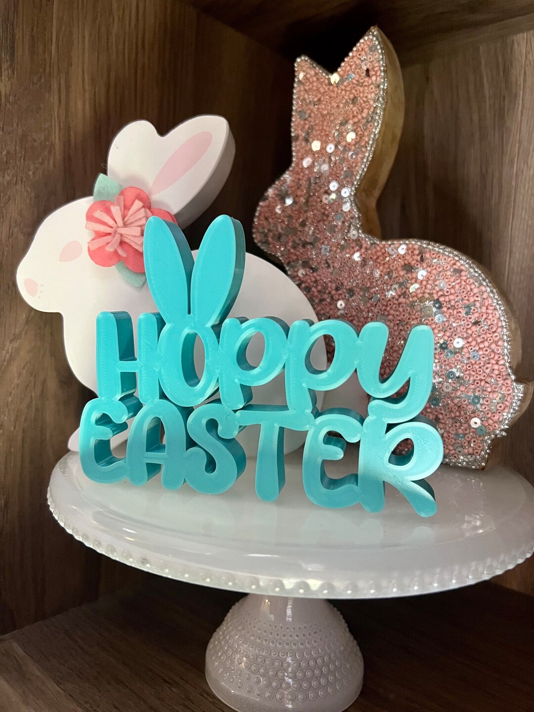 Hoppy Easter 3D Printed Sign | Tiered Tray Decor | Easter Bunny Holiday ...