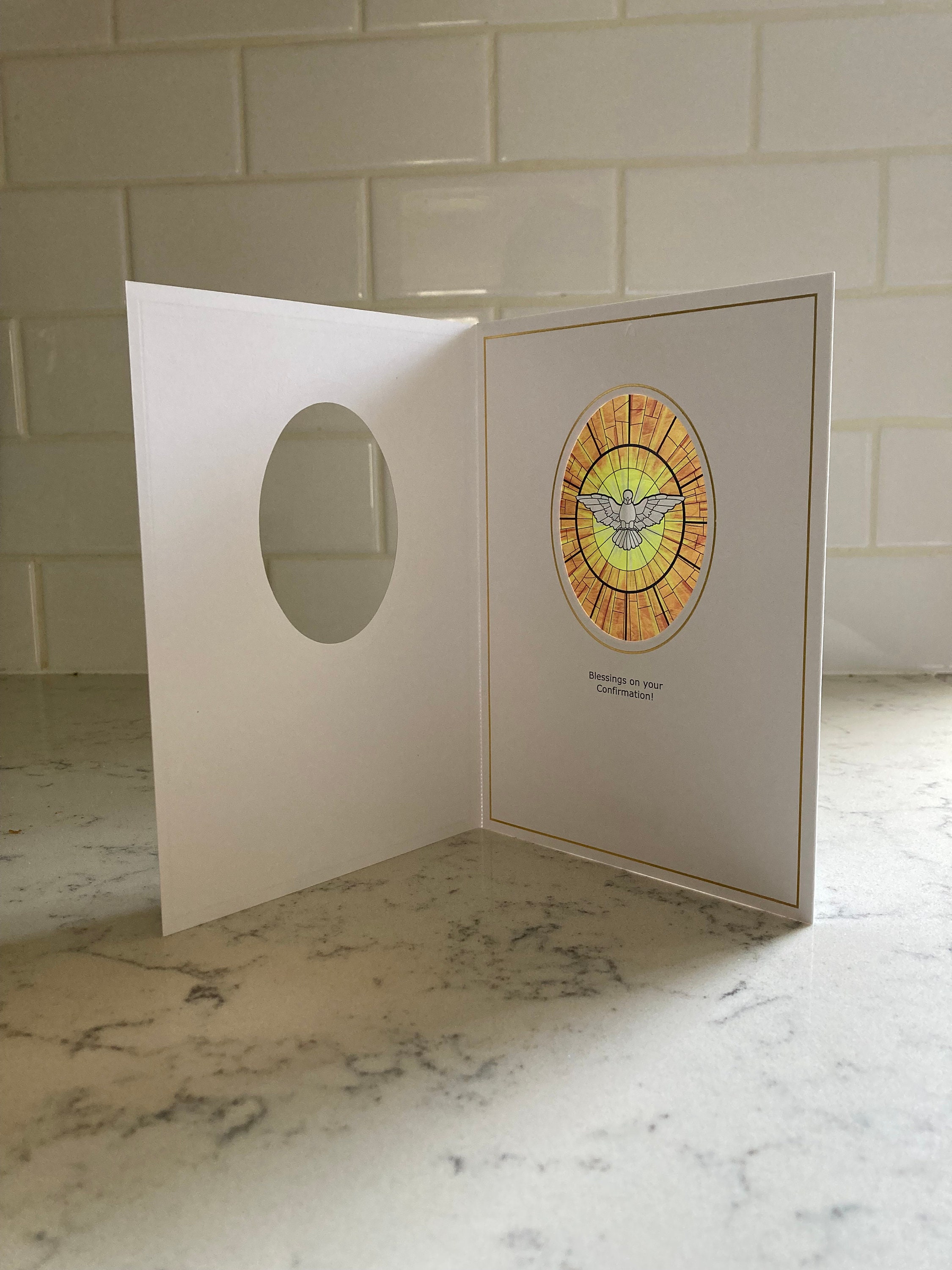 Confirmation Dove of the Holy Spirit Sun-catcher Greeting Card, Stained ...