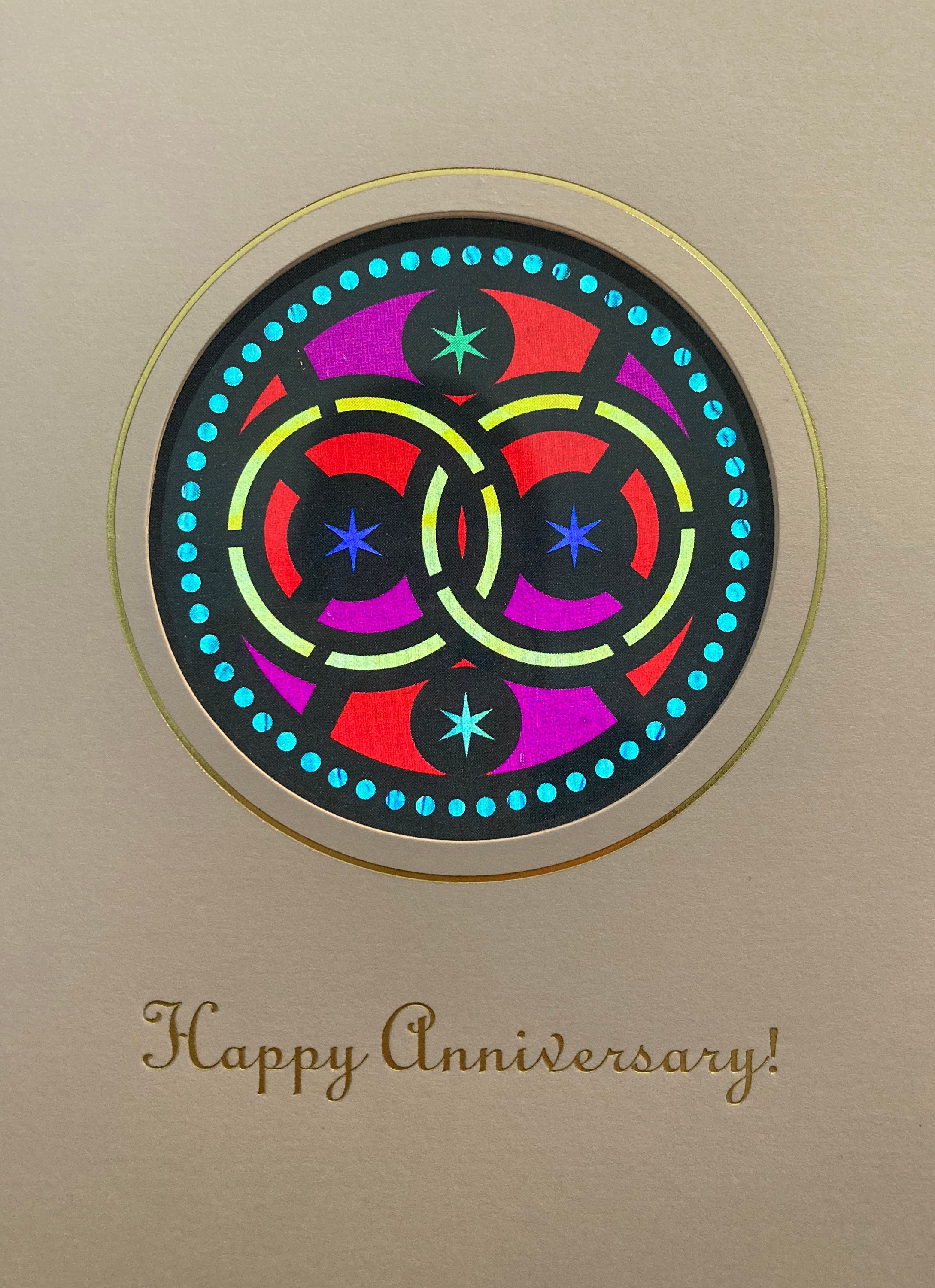 Happy Anniversary Stained Glass Wedding Rings, Suncatcher Greeting Card ...