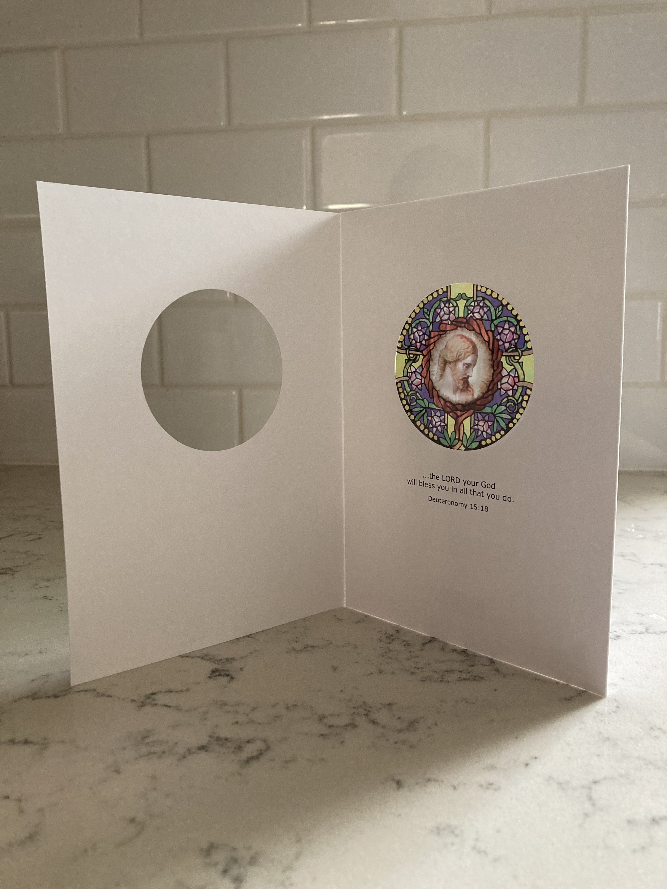The Holy Face of Jesus Sun-catcher Birthday Greeting Card | 5x7 Tiffany ...