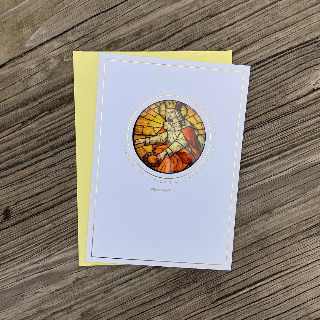 The Blessed Mother Sun-catcher Catholic Greeting Card, Stained Glass ...