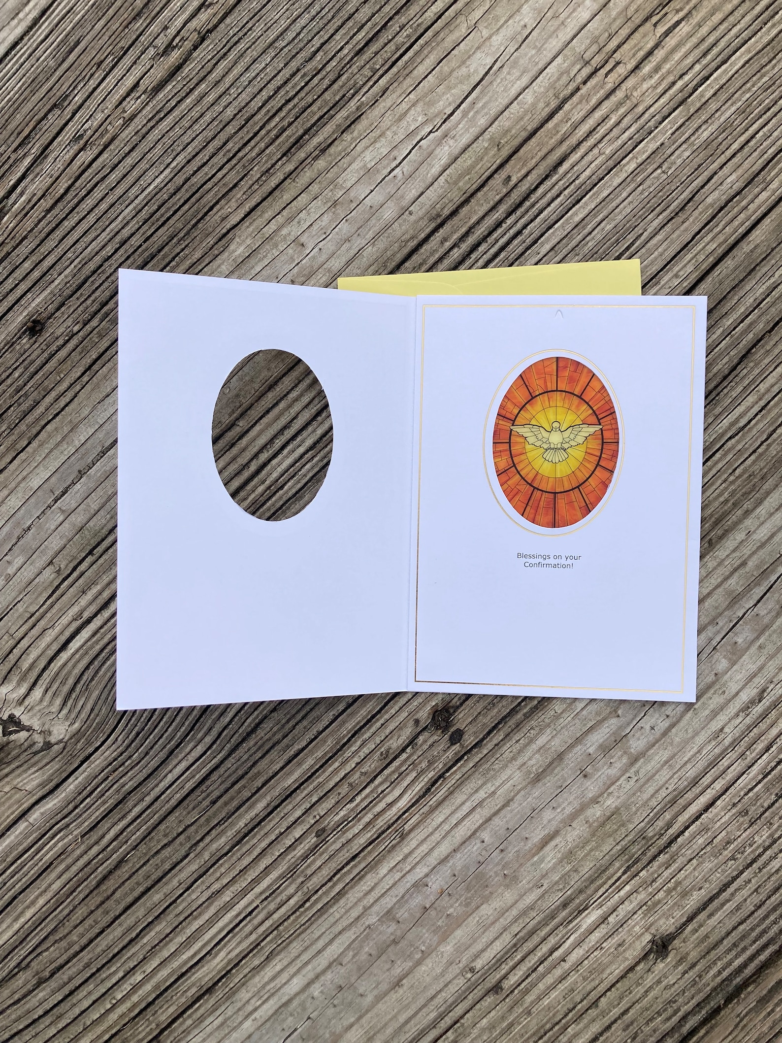 Confirmation Dove of the Holy Spirit Sun-catcher Greeting Card, Stained ...
