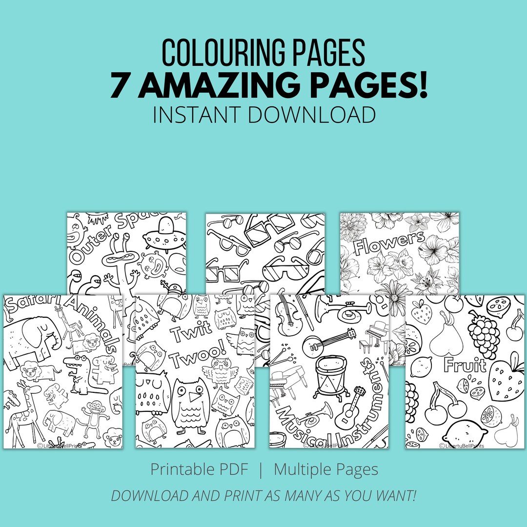 Fun Colouring Pages A4 Multiple Pages Children's - Etsy