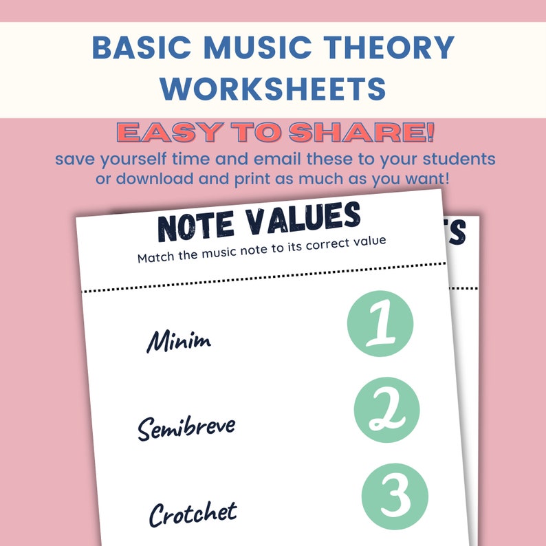 Basic Music Theory Worksheets Digital Worksheets Printable - Etsy