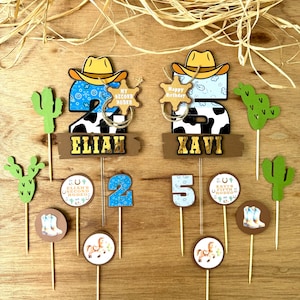 Personalized Pink Cowgirl Cake Topper, Cow Print, Birthday Decorations ...