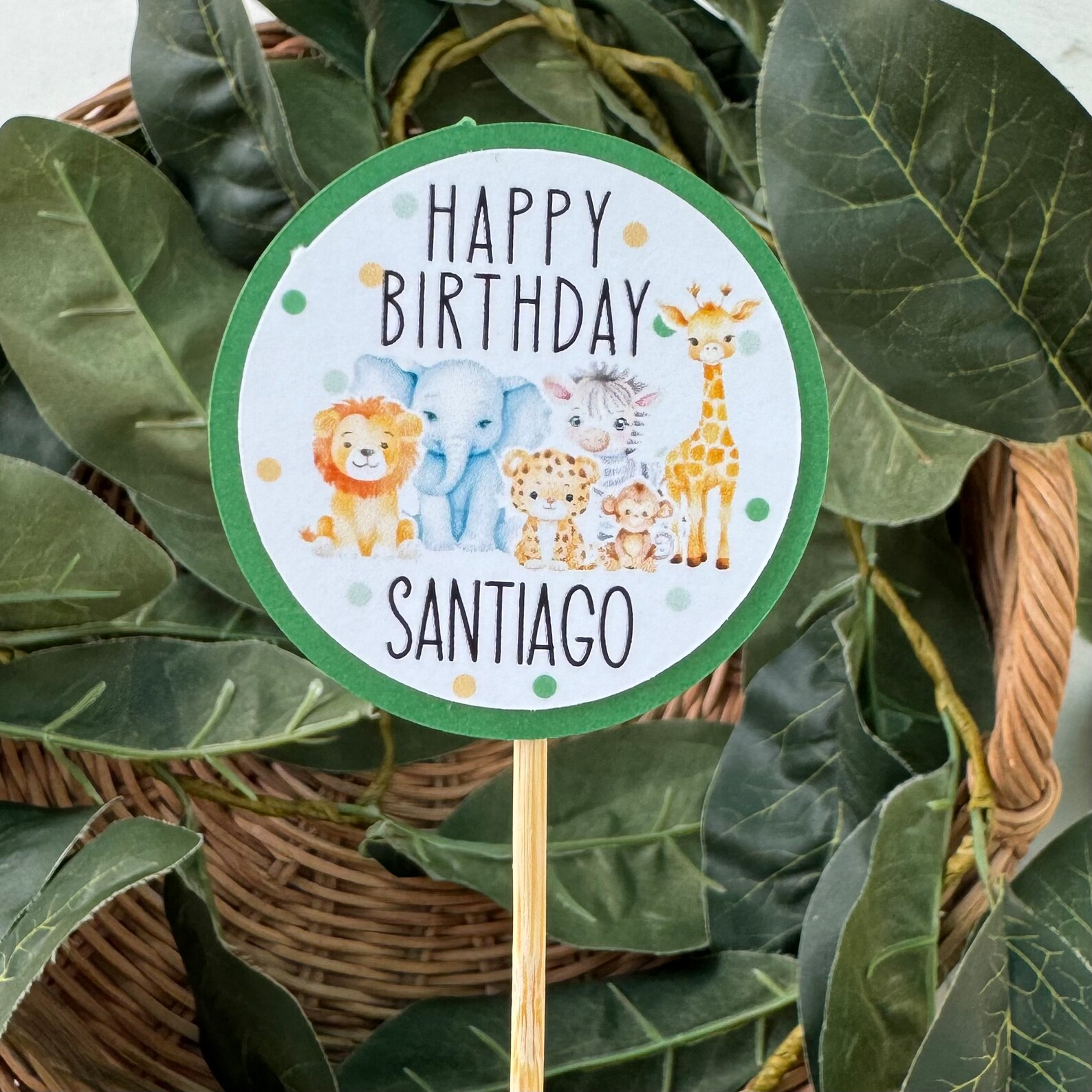 Personalized Safari Cake Topper, Jungle Animals Topper, Safari Animals ...