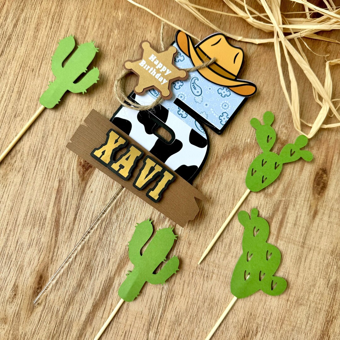 Personalized Cowboy Cake Topper My First Rodeo Cake Topper Western Cake ...