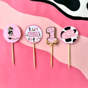 Personalized Pink Cowgirl Cake Topper, Cow Print, Birthday Decorations ...