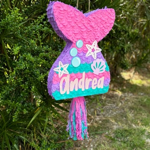 Personalized Mermaid Piñata, Pink Mermaid Piñata, Purple Mermaid Piñata ...