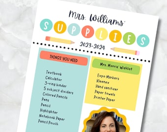 Editable School Supply List *digital Download* - Etsy