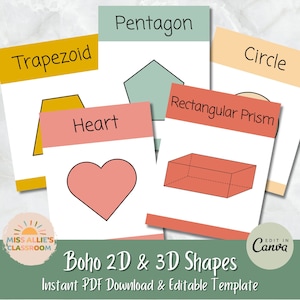 Boho 2D and 3D Shape Posters | Boho Classroom Decor | Boho Classroom ...