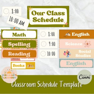 Classroom Schedule | Editable Retro Canva Template | Classroom ...
