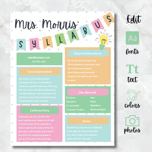 Editable Classroom Syllabus | High School | Middle School - Etsy