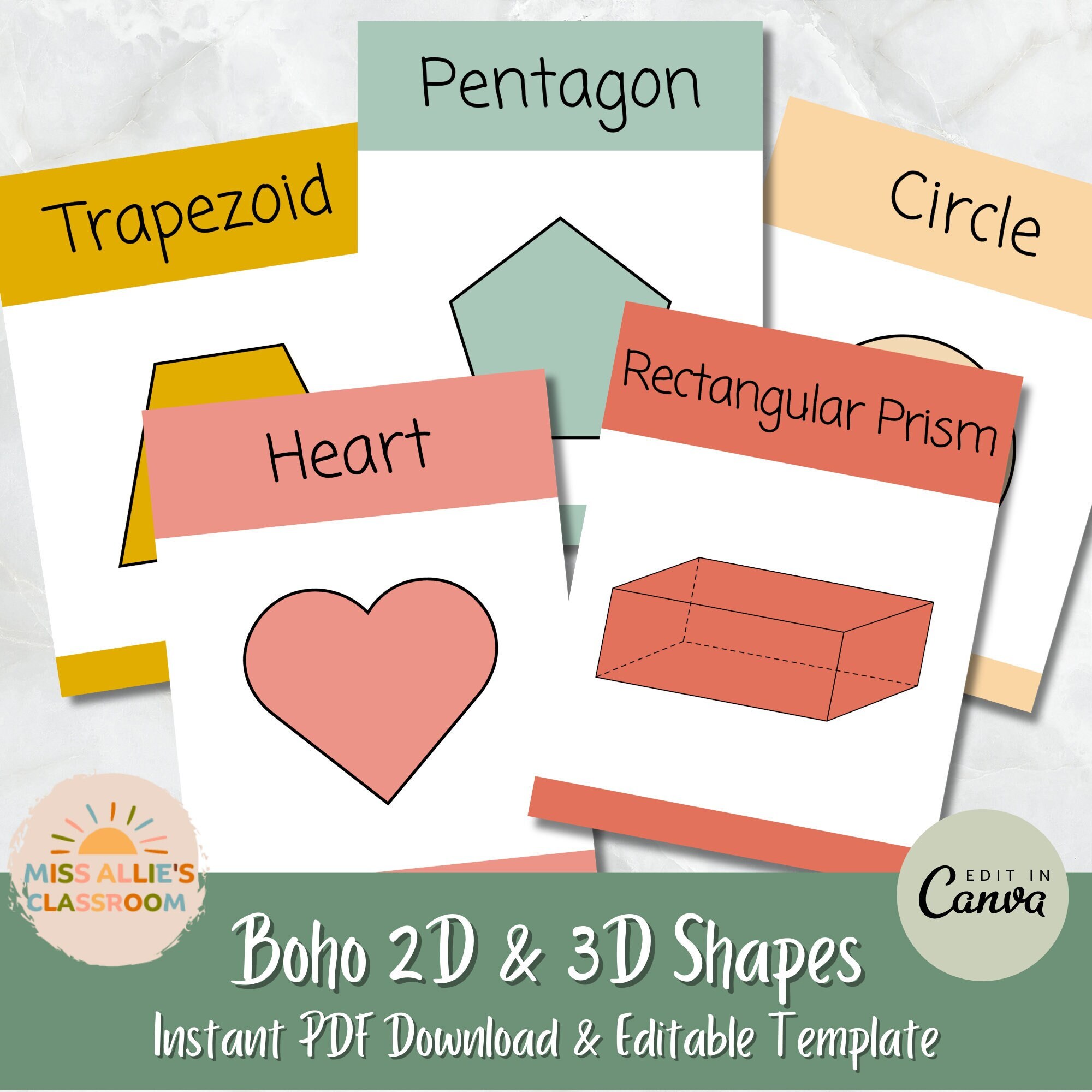 Boho 2D and 3D Shape Posters | Boho Classroom Decor | Boho Classroom ...