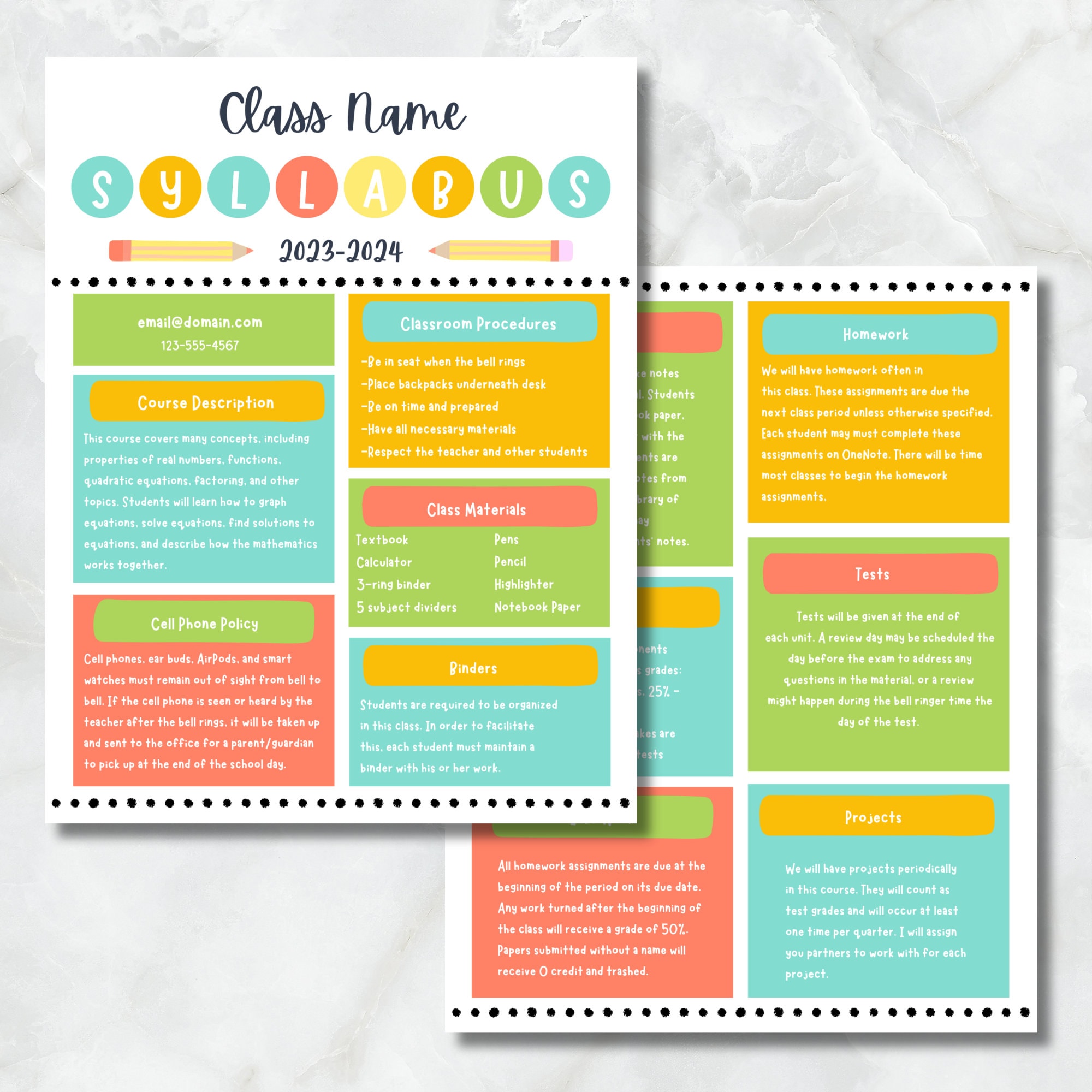 Editable Classroom Syllabus | High School | Middle School | Class ...
