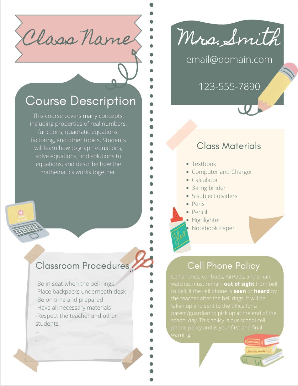 Editable Classroom Syllabus - Etsy