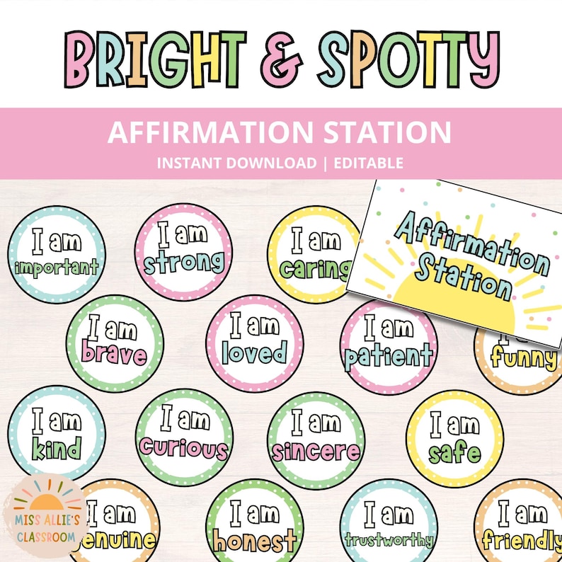 Classroom Affirmation Station | Editable Classroom Templates - Etsy