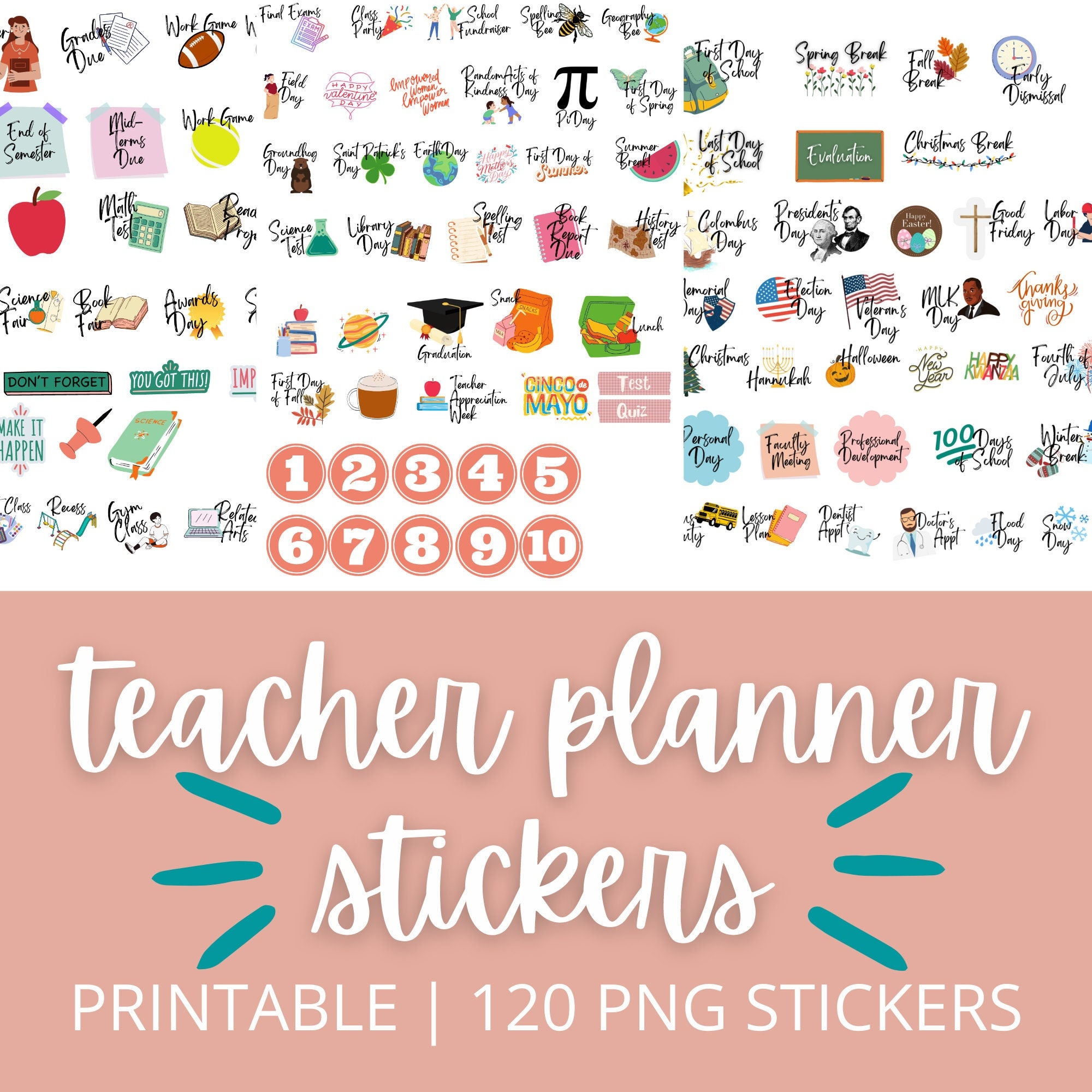 120 Cute Planner Stickers for Teachers Compatible With Goodnotes ...