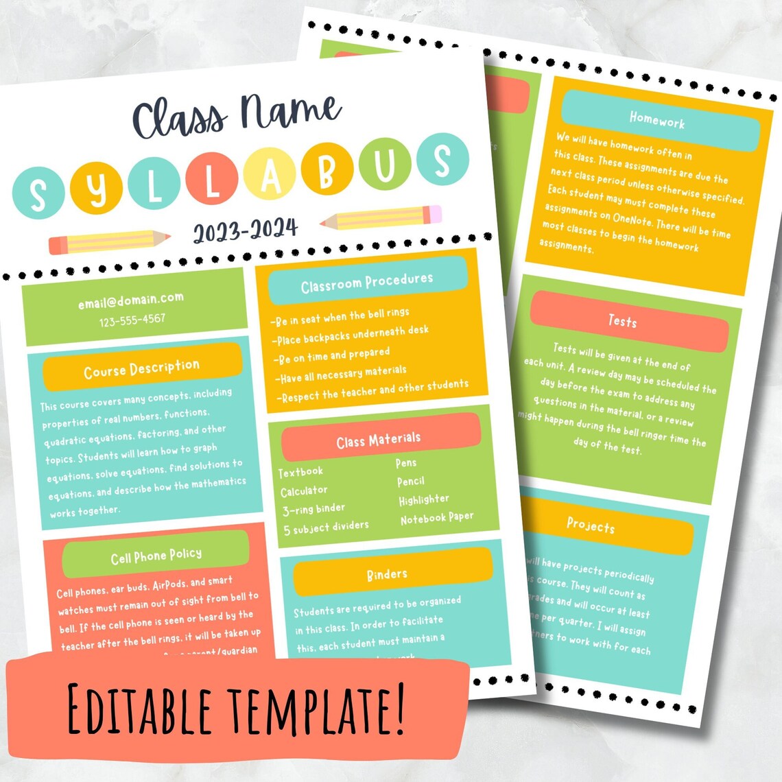 Editable Classroom Syllabus | High School | Middle School | Class ...